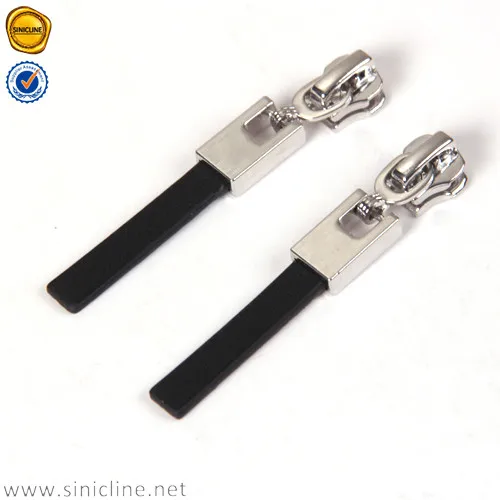 Sinicline Metal Zipper Puller With Silver Zinc Alloy Zip Head And Black ...