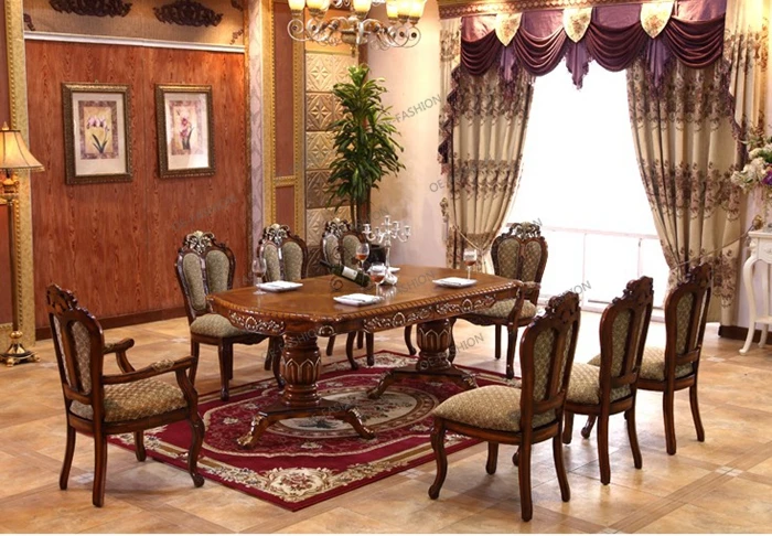 Wholesale Classical American Style Wooden Dining Table Set