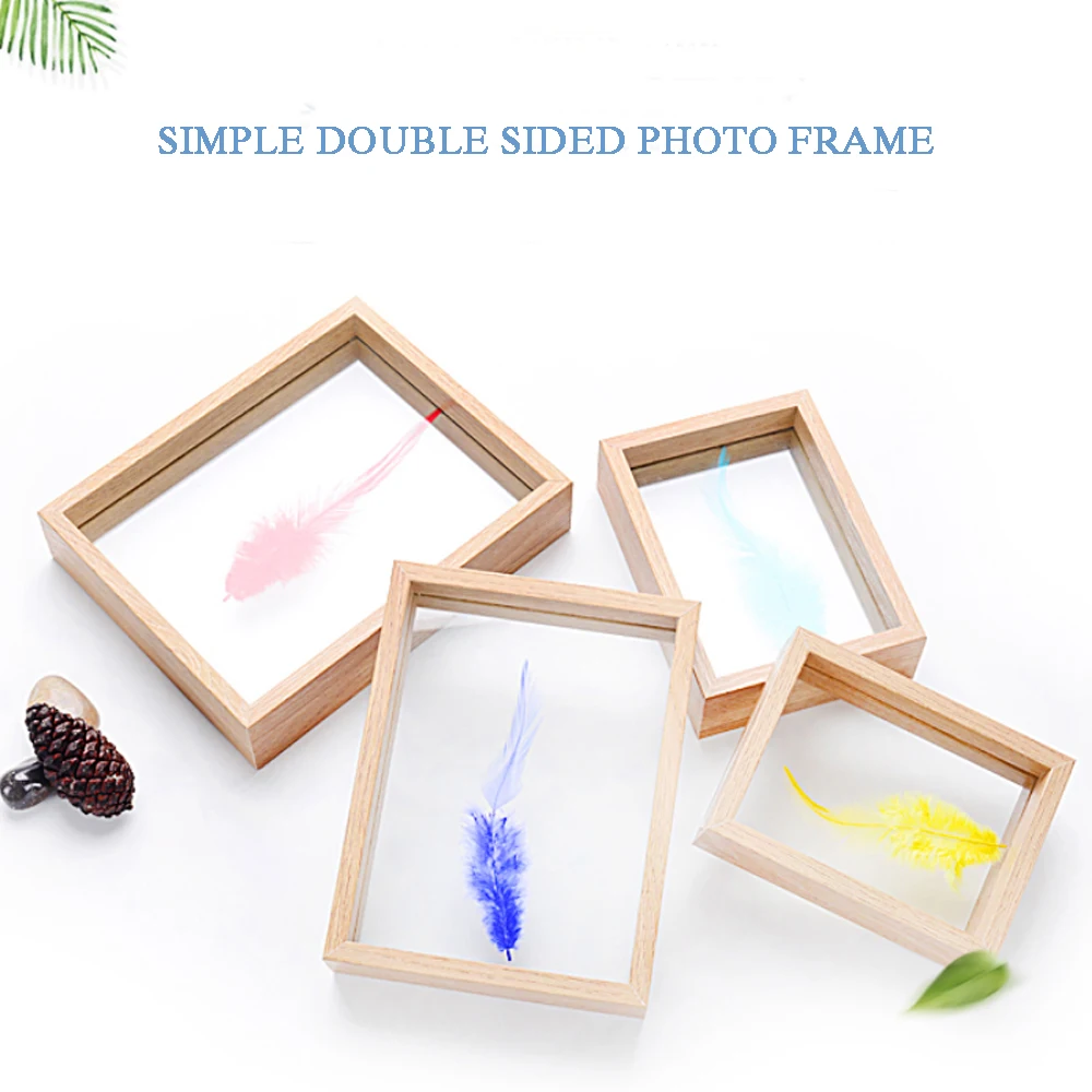 Natural Wood Finished Decorative Double Sided Glass Float Frame - Buy ...