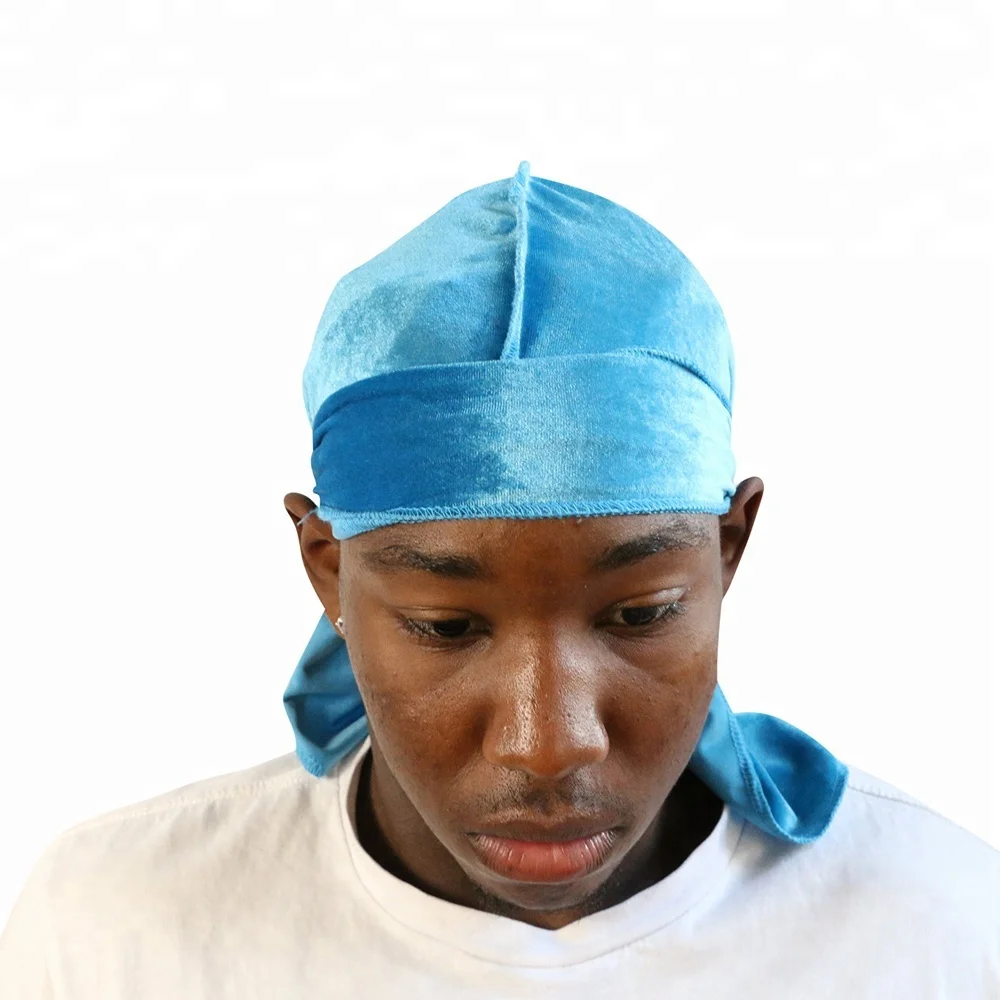 Baby Blue Headwrap Men's Biker Hip Hop Smooth Skull Du Rag