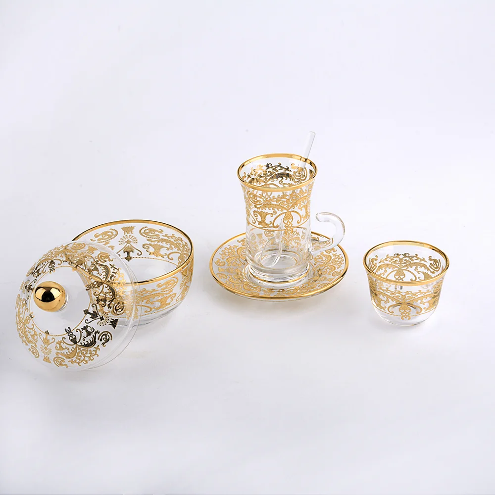 Factory Wholesale 25pcs In Set Golden Arabic Tea Glass Cup Set - Buy ...
