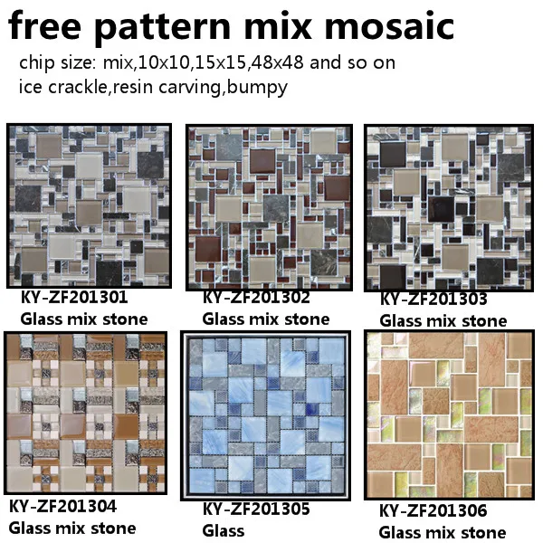 Hot Sale Random Mosaic Tile Pattern,Stainless Steel Mix Glass Mosaic ...