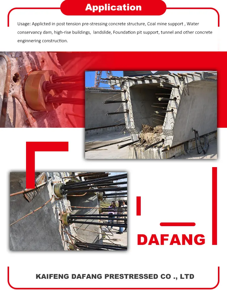 1860MPa PC Wire Prestressing Steel Strand Cable 7 Wire Post Tension ...