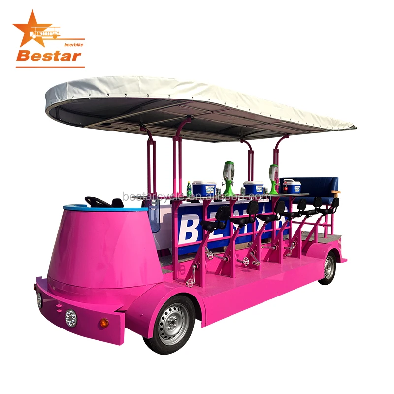 Outdoor Pedal Bus 15 Seat Sightseeing Tours Cycle Party Pedal Beer Bike ...