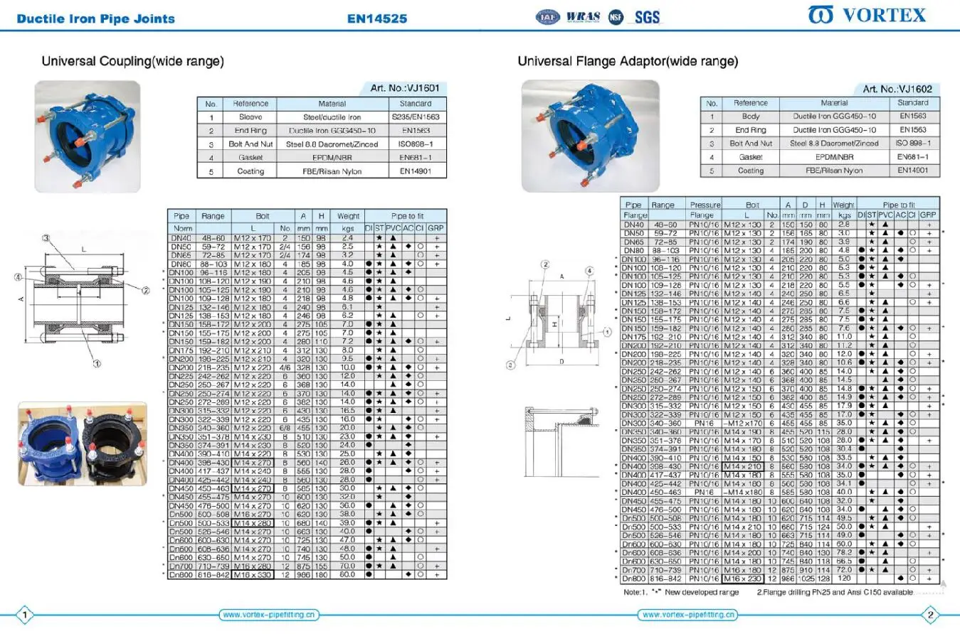 DI Flange Adapter Ductile Cast Iron Pipe Joints Flange Adaptor