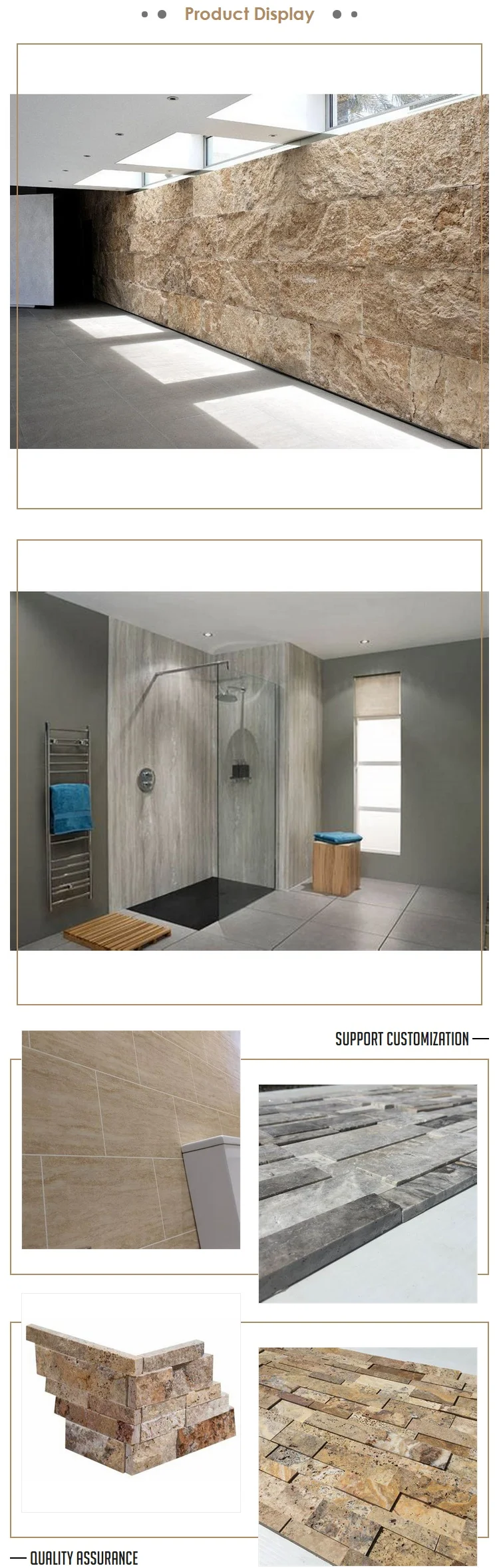 SHIHUI Natural Beige Travertine Wall Cladding Stone Stack