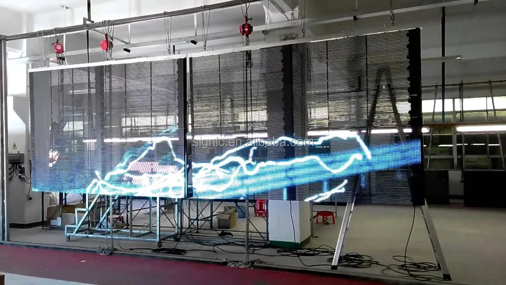 P10 Soft Flexible Transparent Led Curtain Display For Stage Lighting ...