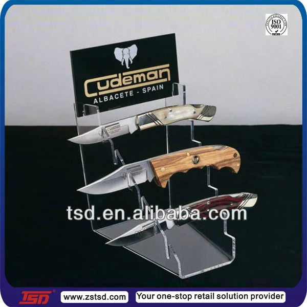 Store Retail Counter Top Clear Acrylic Wood Knife Cutlery Set Display ...