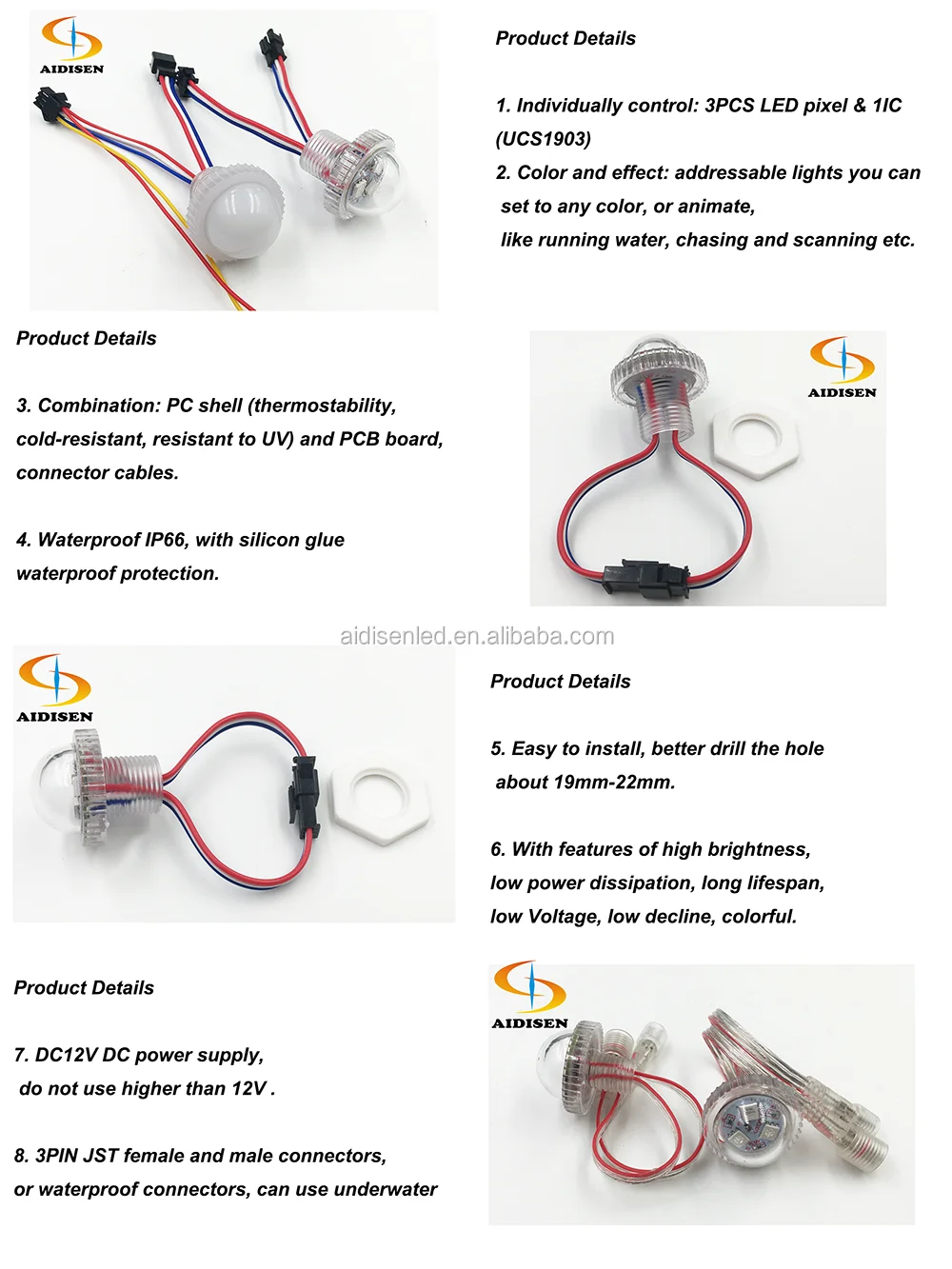 3 SMD LED 5050 RGB Pixel 1903 IC Module - Programmable Light