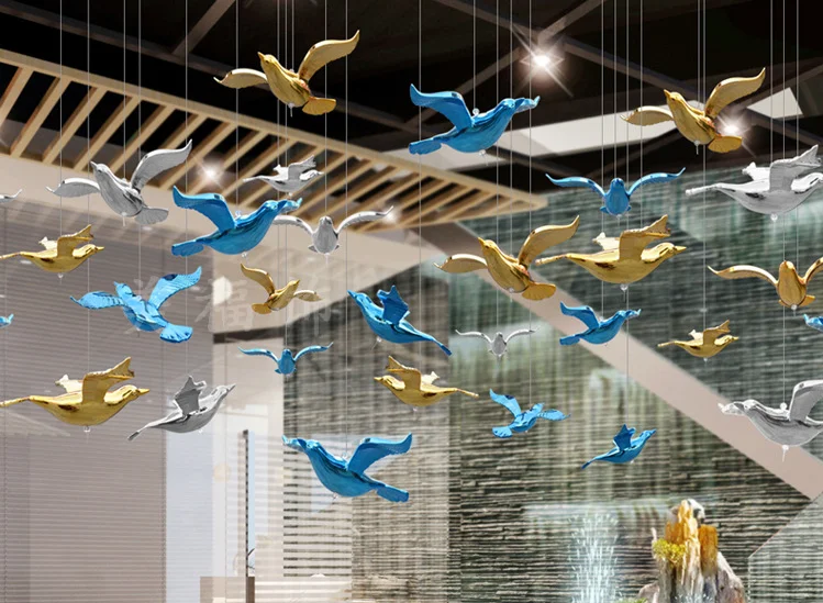 ABS Plastic Bird Willow Home Restaurant Ceiling Hanging Art Decor