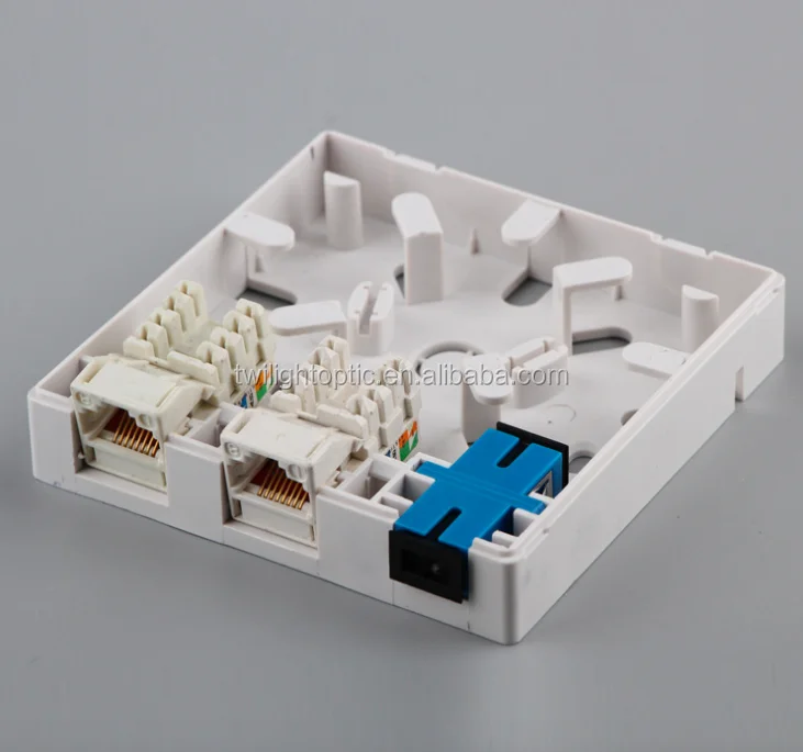 1 Fiber 2 RJ45 Port Fiber Optical Wall Outlet Terminal Box