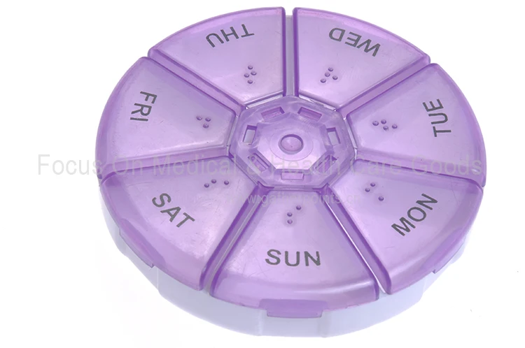 Round Small 7 Days Plastic Pill Box - Buy Pill Box Children Safe,Pill ...