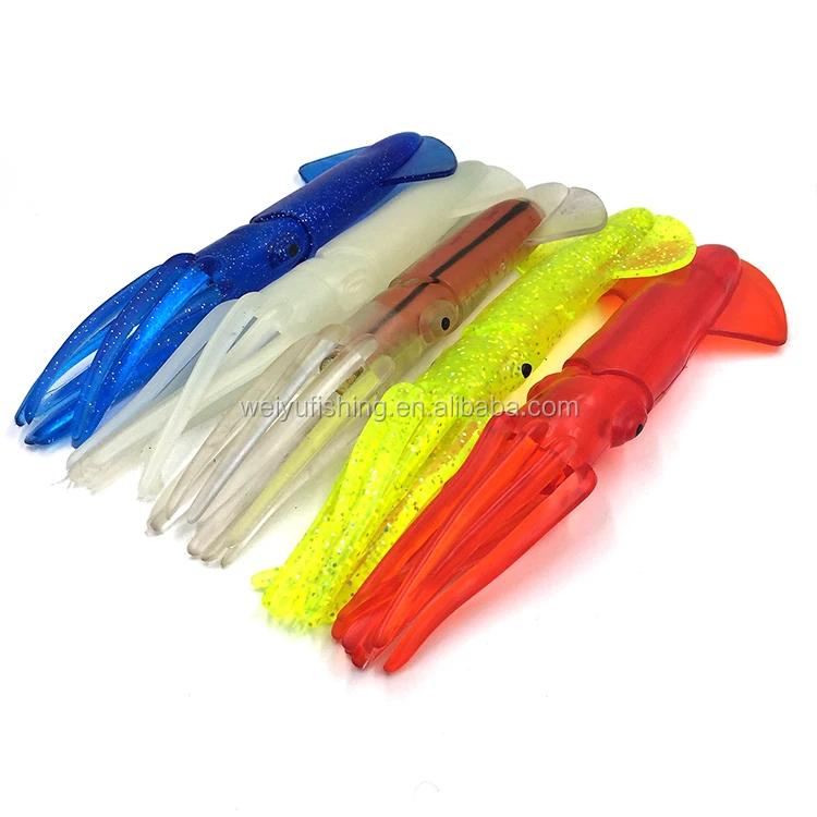 22cm Soft Plastic PVC Luminous Squid Saltwater Tuna Soft Squid Fishing ...