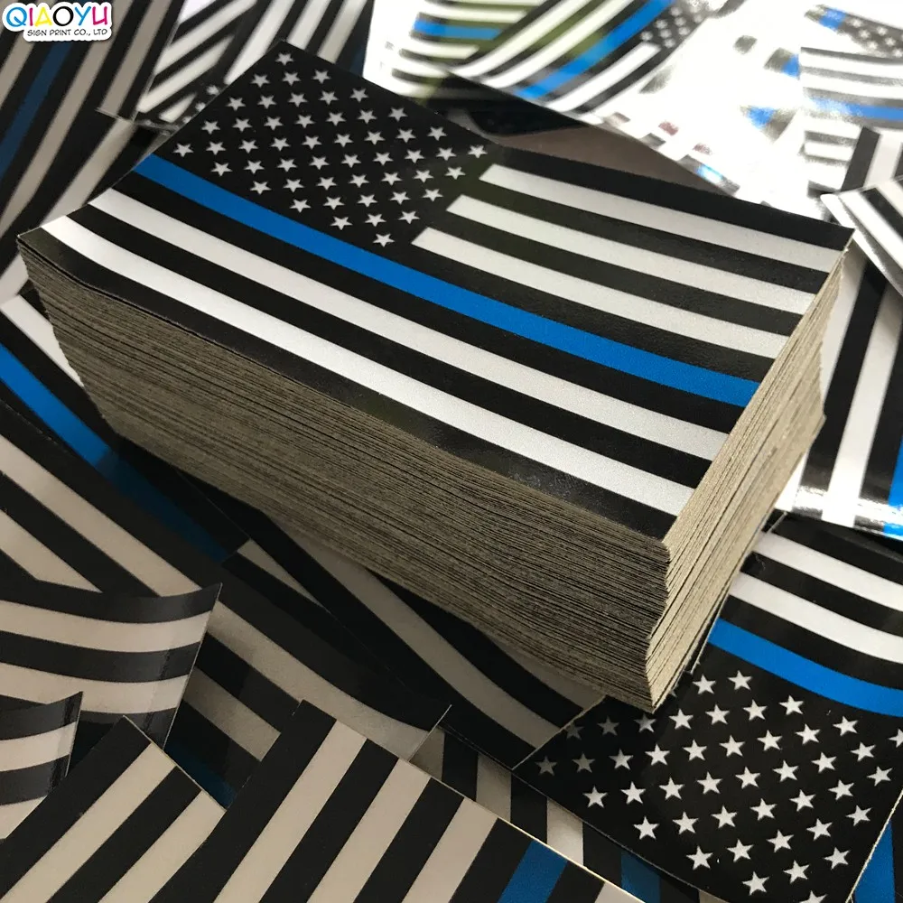 Custom Reflective US Flag Decal with Thin Blue Line