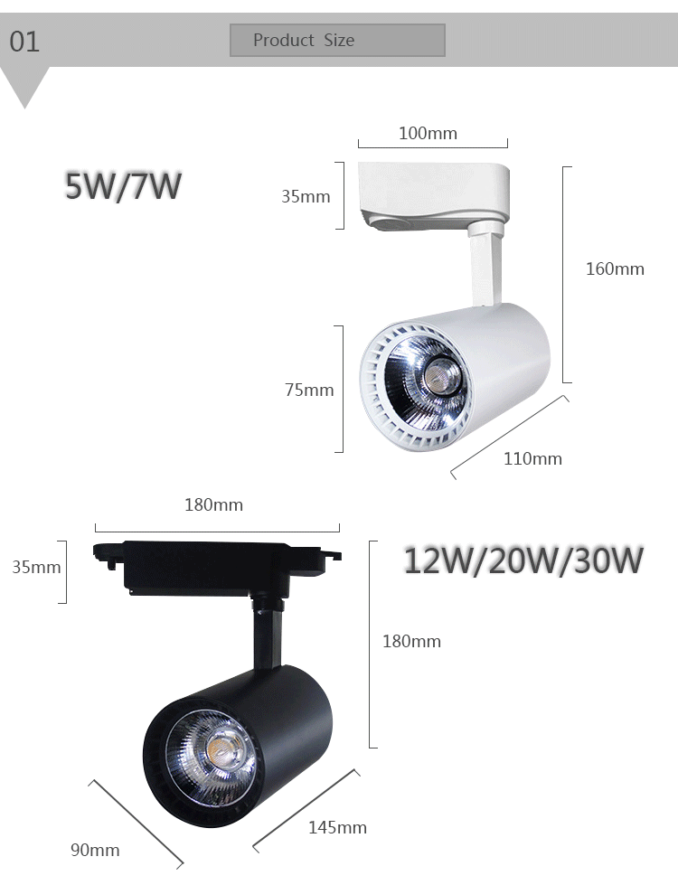 Adjustable 85-277v Ac High Bright Cob 30w Led Track Light For Shop ...