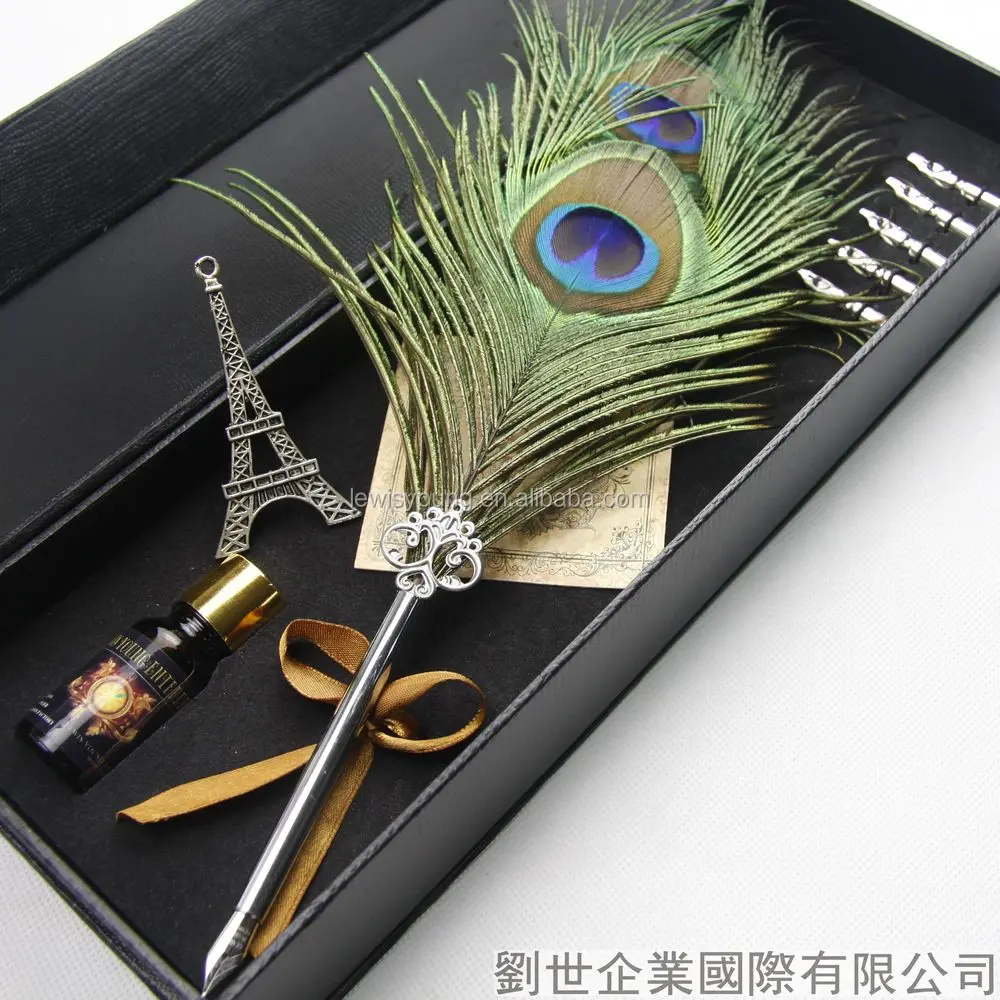 Peacock Feather Bird Fountain Pen With Gift Box Set - Buy Peacock ...