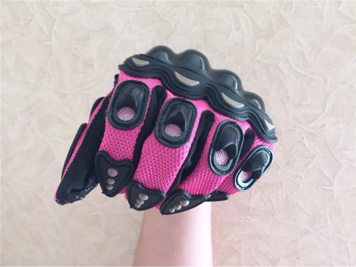 YOUME Pink Pro Biker Motorcycle Gloves - Full Finger Unisex