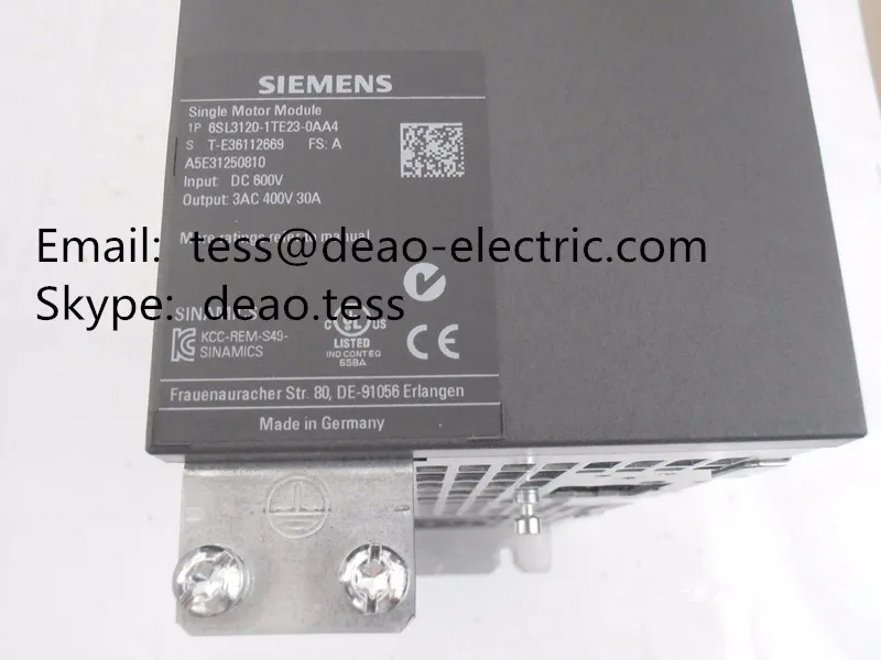 Siemens Single Motor Module Input Dc 600v Output 3ac 400v 30a 6sl3120 ...