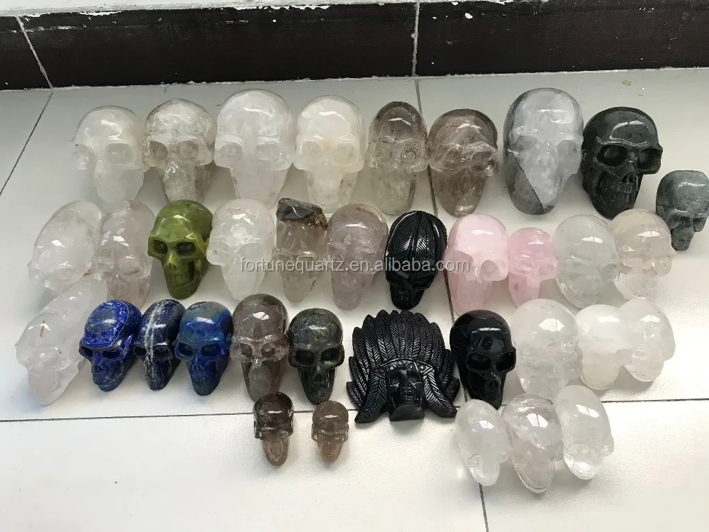 natural realistic carved human quartz healing crystal skulls cranium ...