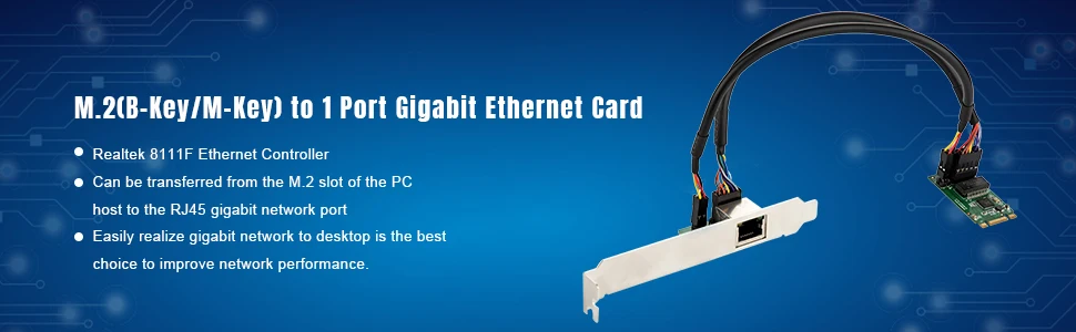 IOCREST M.2 to 10/100/1000 Gigabit Ethernet Adapter - Stock