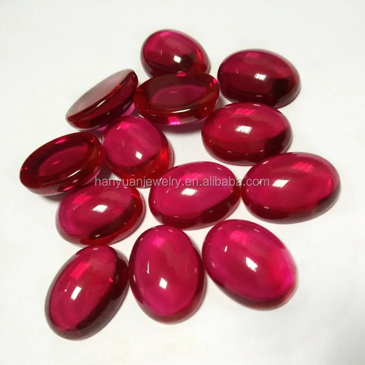 12x16mm Oval Cut Flat Bottom Cabochon Synthetic Ruby - Buy Cabochon ...