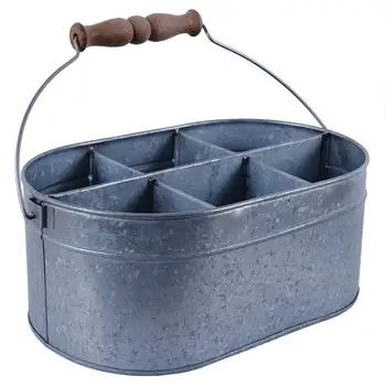 Galvanized Tin Caddy With 6 Compartments - Buy Tin Caddy,Galvanized Tin ...