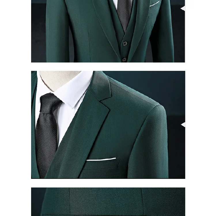 3 Pieces Slim Fit Army Green Men's Suit - Custom Made Wedding Tuxedo ...