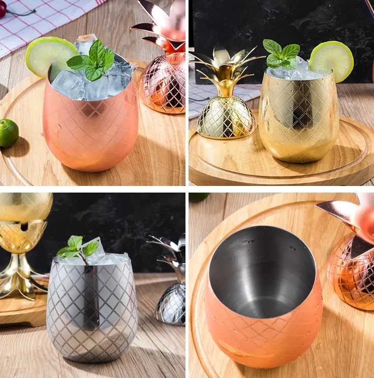 2019 New Design Pineapple Shape Stainless Steel Cocktail Wine Cup With ...