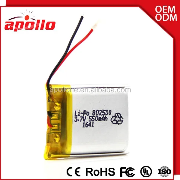 802530 550mah Lithium Ion Battery 5v Li Polymer Battery - Buy 5v Li ...