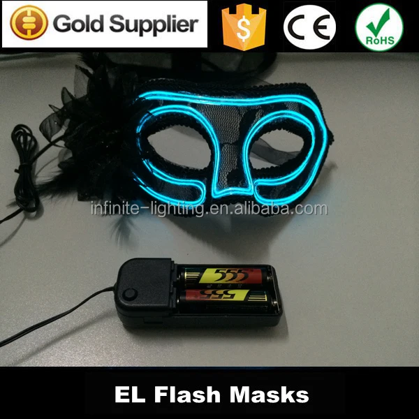 El Wire Glowing White Lace Sexy Venetian Mask With Dc-3v El Inverter ...