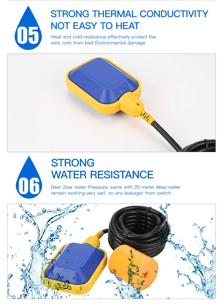 High Level Float Switch for Water Submersible Sewage Well Pump