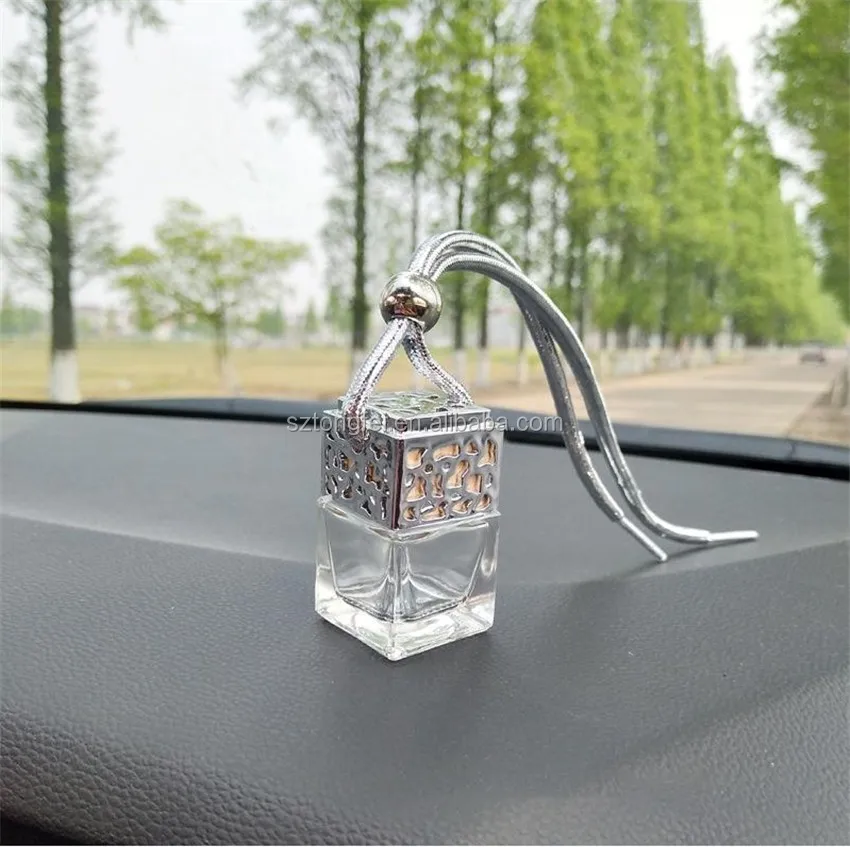 Square Shape Glass Car Perfume Bottles Pendant 6ml Perfume Empty ...