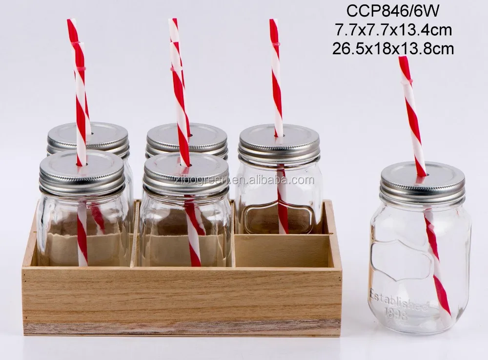 280ml Square Glass Jar With Stainless Steel Lid And Wooden Box For ...