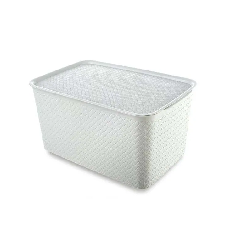 7.5l Pp Oblong Shaped Plastic Opaque Rattan Storage Box With Lid - Buy ...