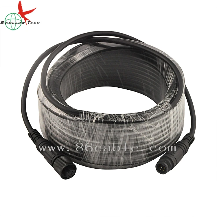 6pin Din Female to RCA Waterproof Cables for Vehicle Cameras