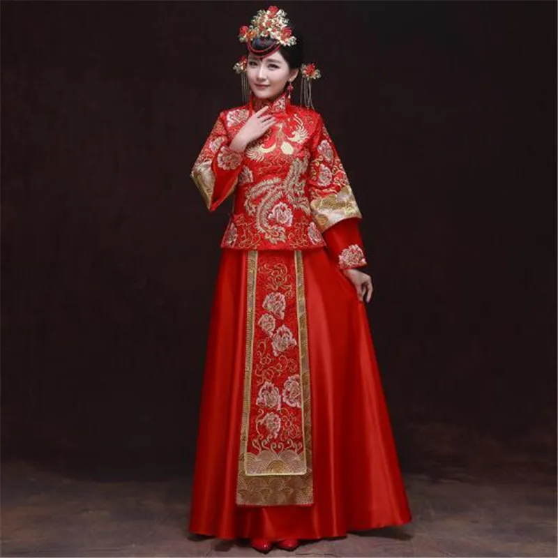 2018 Fashion Wedding Bride Groom Red Classic Chinese Traditional Tang Suit