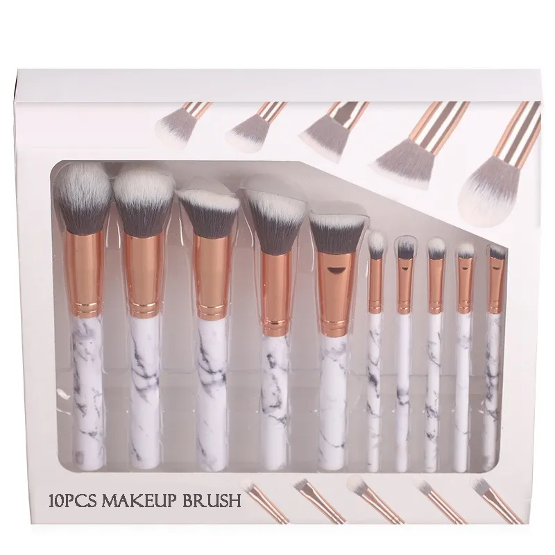 Personised 10 Pcs Marble Makeup Brush Set With Customized Packaging ...