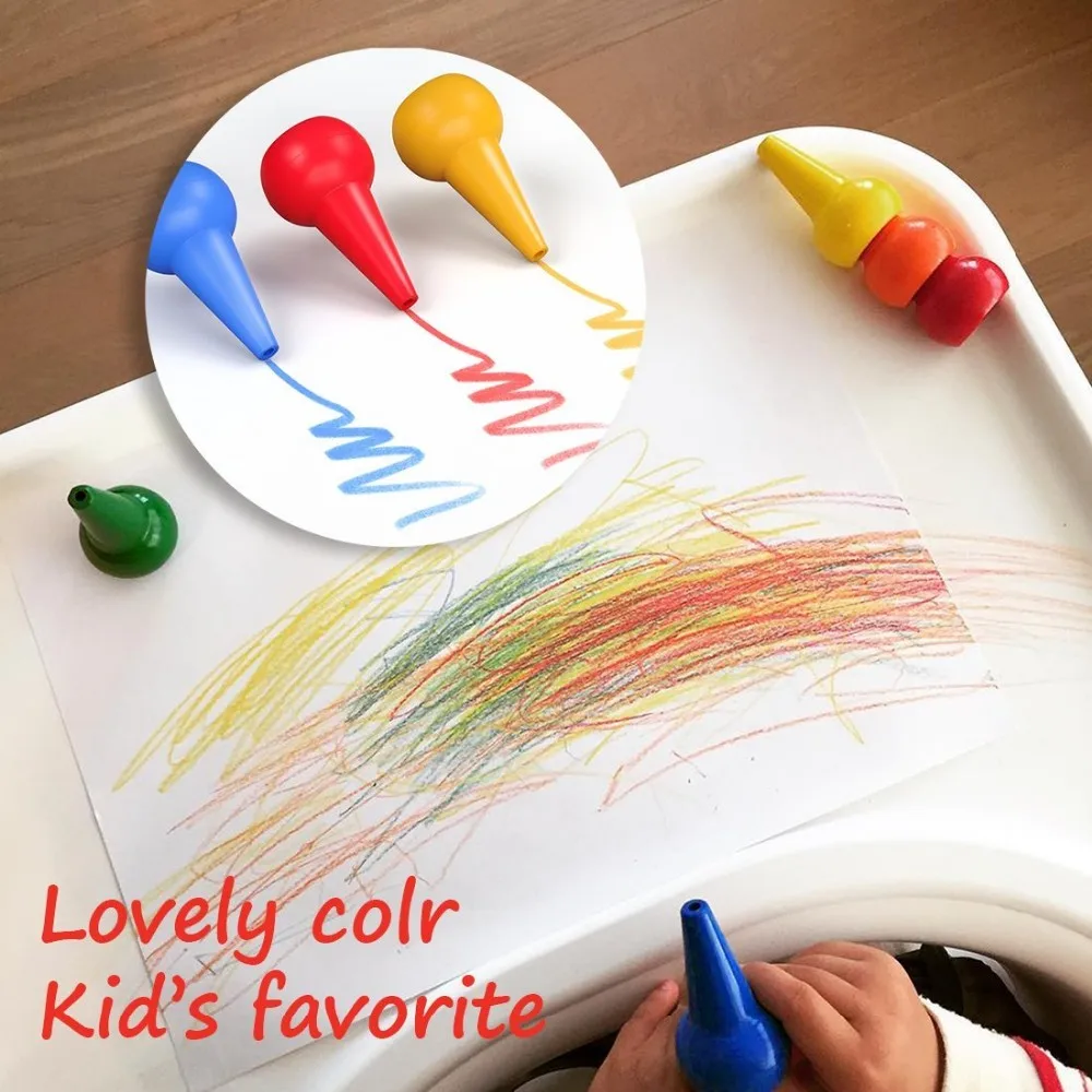 12 Colors Finger Paint Palm Grip Crayons for Toddlers