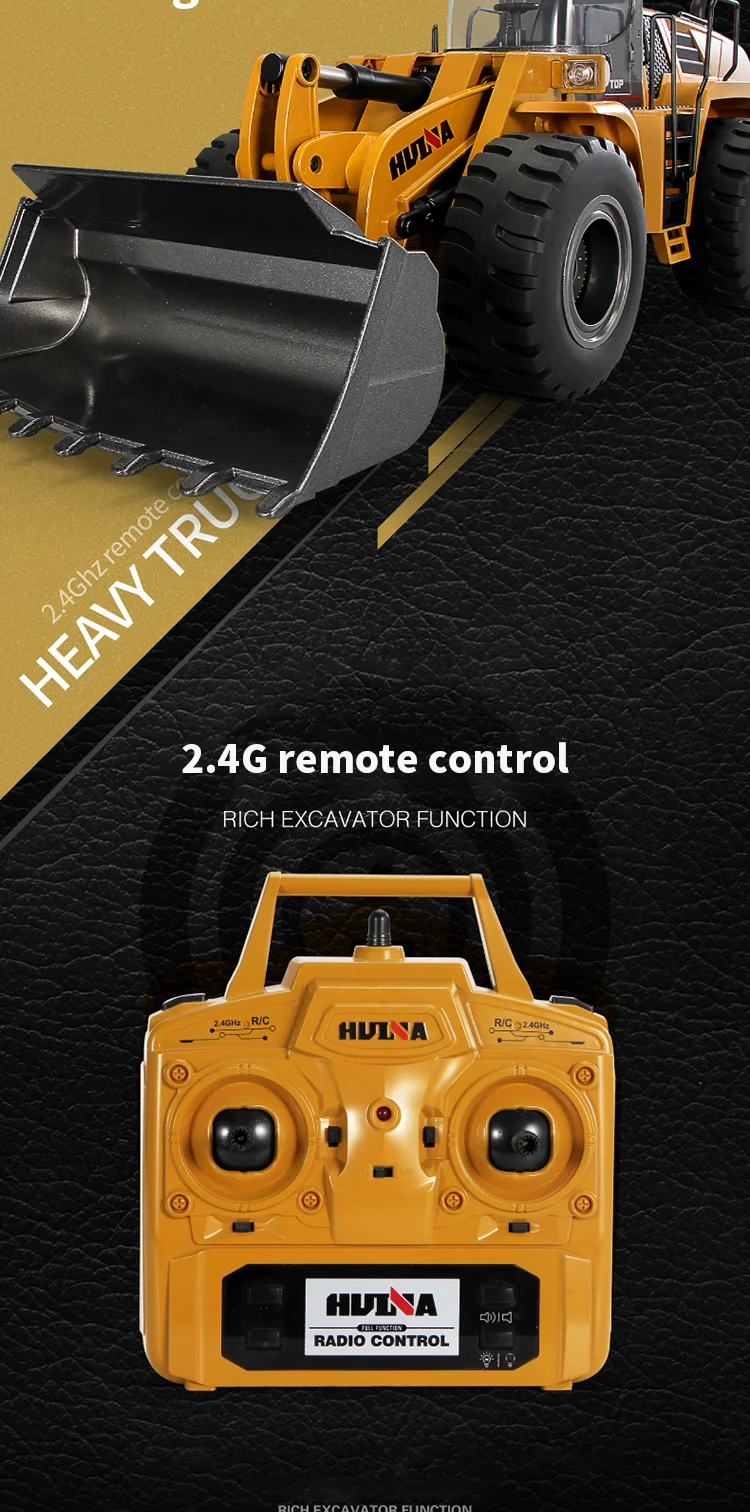 Huina 583 1583 1:14 10 Channel Metal Rc Bulldozer Model Wheel Loader ...