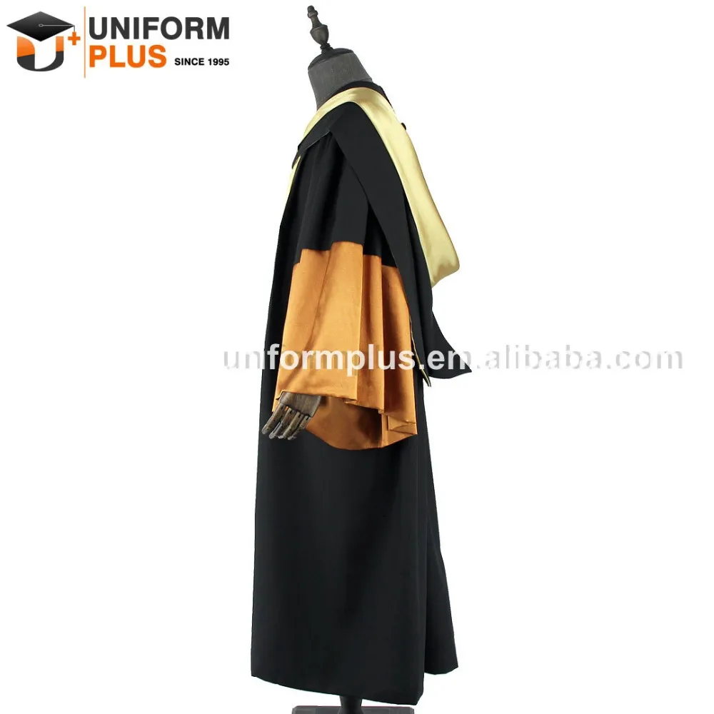 Customized Golden Academic Diploma Graduation Gown And Regalia Robe ...