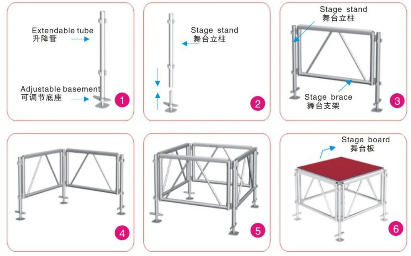 4*8ft Aluminum Stage Platform Anti-slip Plywood Portable Stage Platform ...