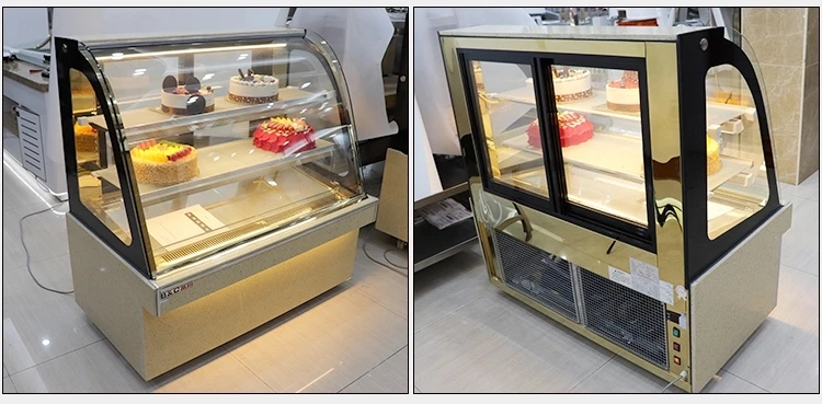 Single Arc Cake Chiller 3 Layers Glass Cooling Showcase Bakery Cake ...