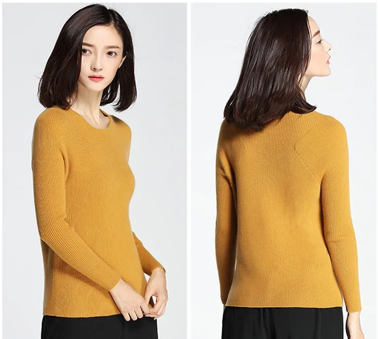 Women's Cashmere Wool Blended Soft Crewneck Pullover Sweater - Buy ...