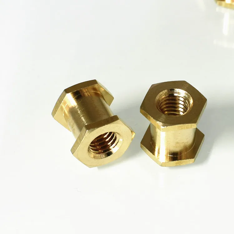 M3M4M5M6 M8 M10hex Shape Brass Knurled Threaded Inserts for Plastics