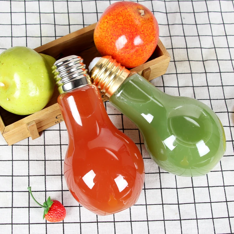 Luminescent Bulb Beverage Milk Tea Plastic Bottle Creative Yogurt Cup ...