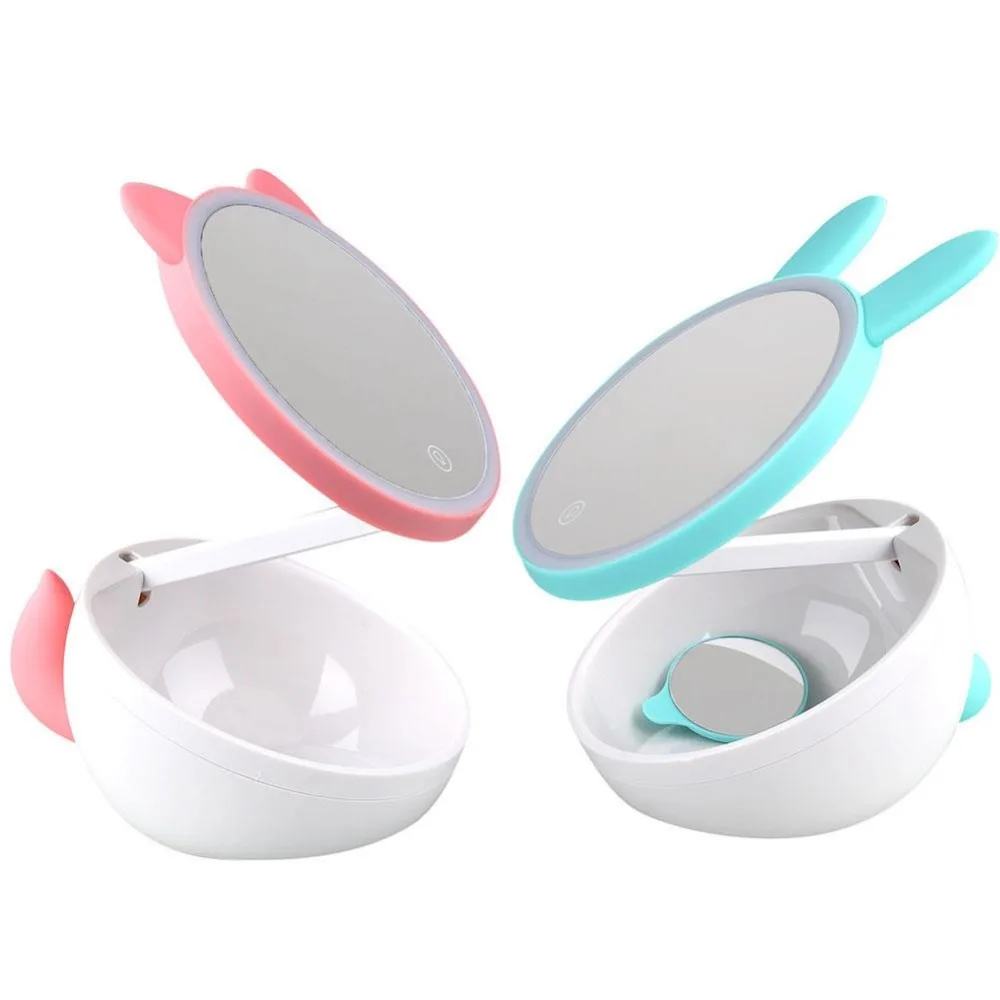 Pink Rabbit Cute Table Compact Cosmetic Mirror With Small Magnifying ...