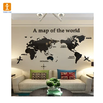 High Quality World Map Pvc Wall Sticker - Buy Acrylic Crystal Stickers ...