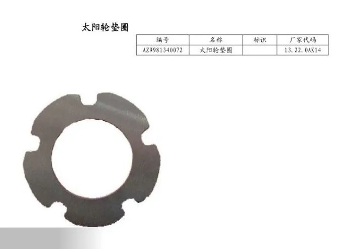 Howo Truck Parts Sun Gear Gasket AZ9981340072 - OEM Quality