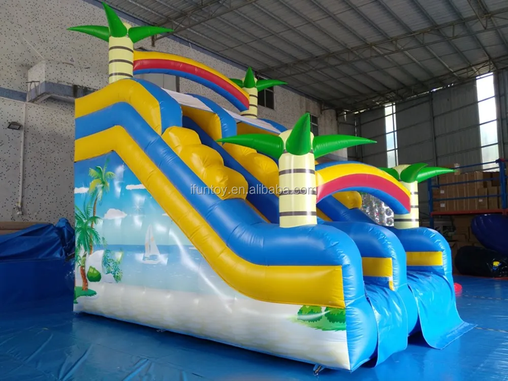 Inflatable Arctic White Polar Bear Plunge Double Lane Slide/snow Theme ...