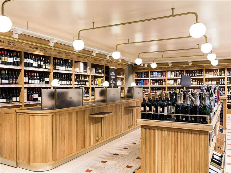 Modern MDF Wooden Spray Lacquer Liquor Store Display